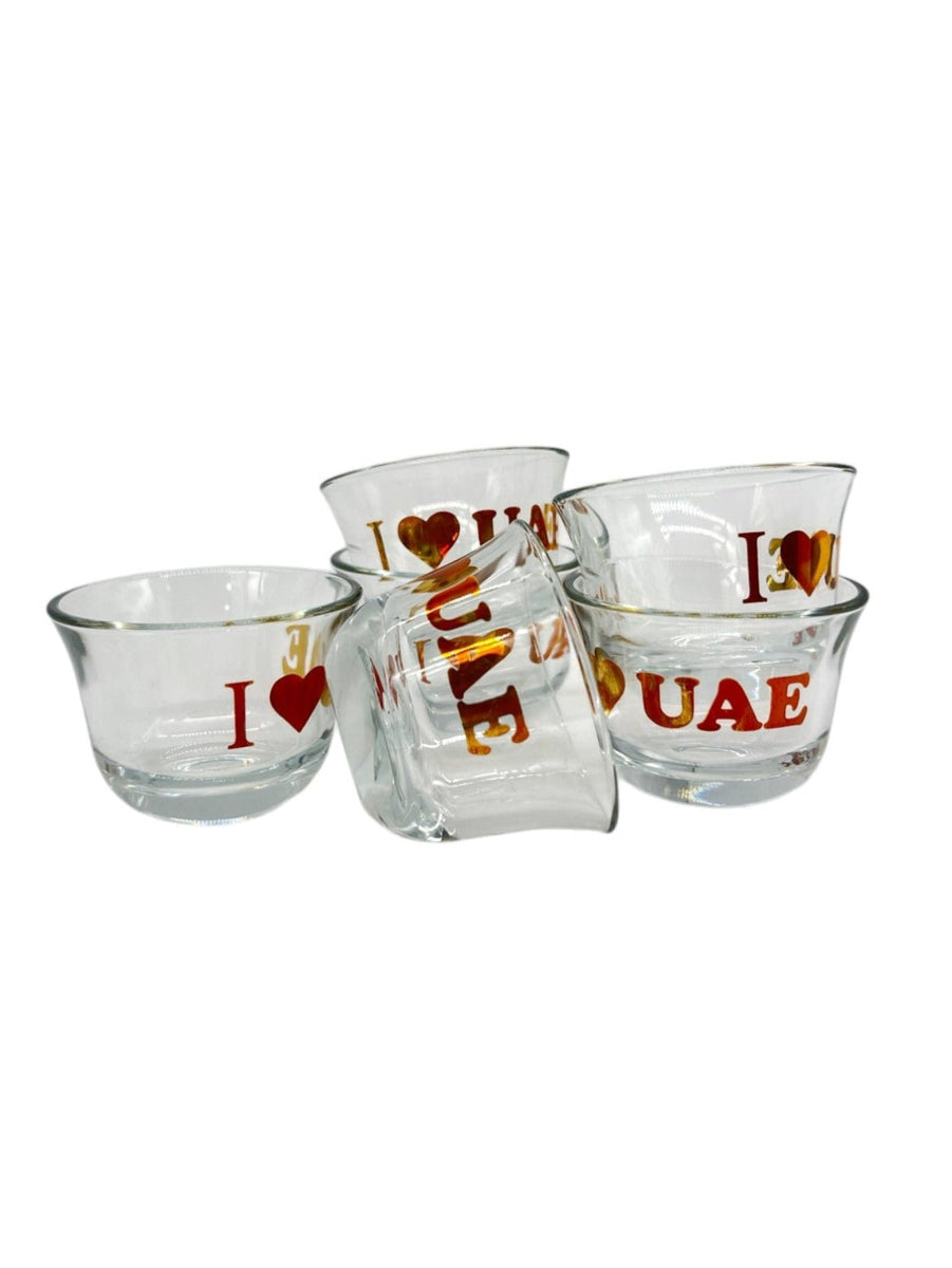 DIMLAJ 6pcs Glass Cawa Cup 90ml with I Love UAE Design – Al Kabayel ...