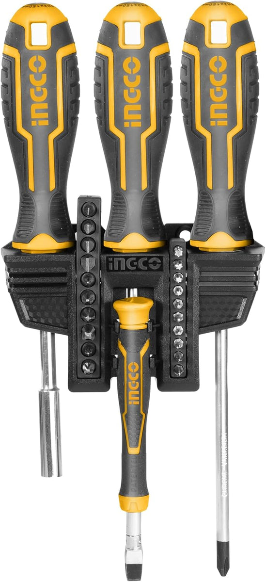 Ingco 24-Piece Magnetic Ratcheting Screwdriver & Bits Set, Multipurpos ...